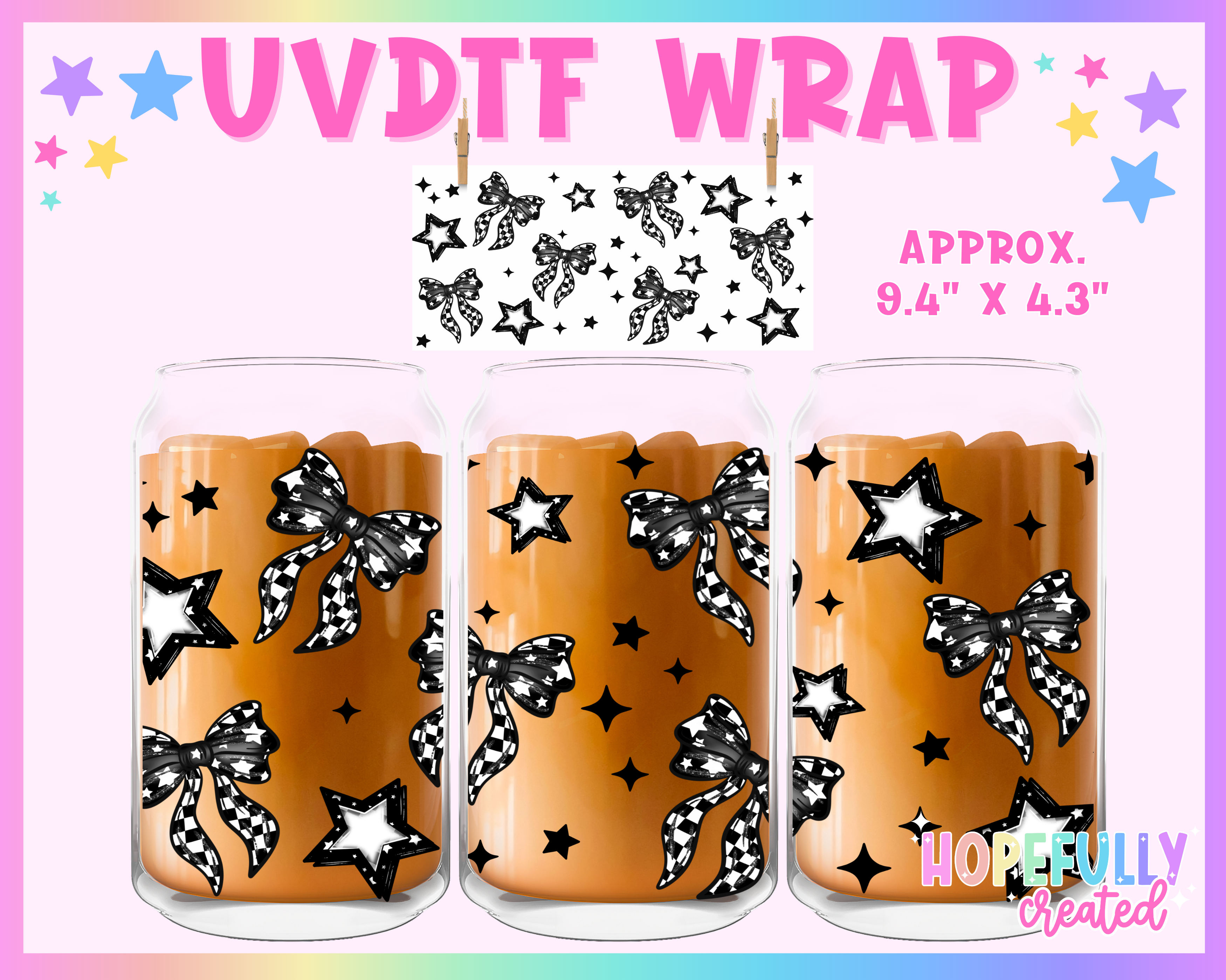 Checker Bows UVDTF Glass Can Wrap – Hopefully Created
